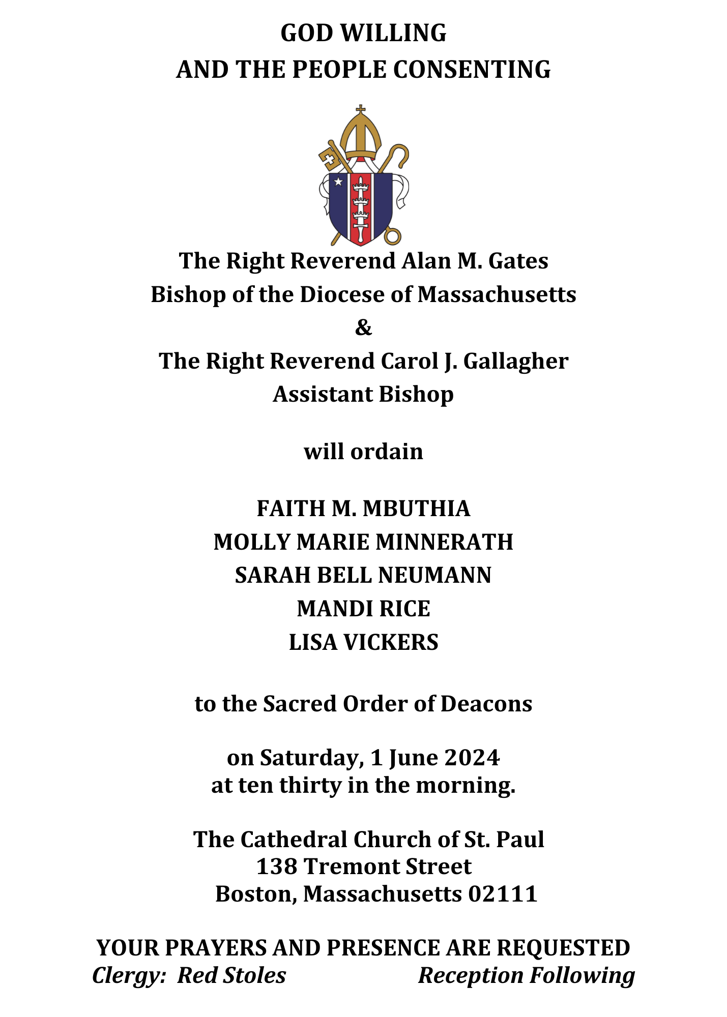 Ordination of Deacons | Episcopal Diocese of Massachusetts
